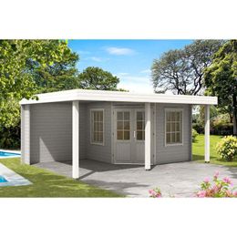 Carlsson - Alpholz Gartenhaus Modell Hanna-40 Plus Gartenhaus aus Holz, Holzhaus mit 40 mm Wandstärke inklusive Terrasse, Blockbohlenhaus mit