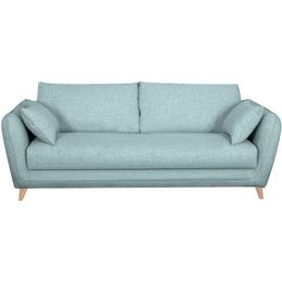 Miliboo - Skandinavische Schlafcouch eisblau mit Matratze D10 cm 3-Sitzer creep