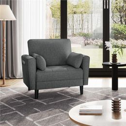 Yaheetech 1 Sitzer Sofa, Loveseat, Kleine Sofa mit 2 Kissen und Armlehnen, Moderne Leinen Couch Sofa, Couch Loungesofa Set, Bequemes Sofa Set für