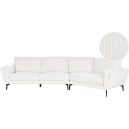 Beliani Sofa Weiß aus Bouclé Stoff 3-Sitzer mit Halber Ecke Gepolstert Minimalistisches Design Moderner Stil Polstersofa Stoffsofa Ecksofa Wohnzimmer