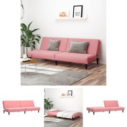 The Living Store Schlafsofa 2-Sitzer Rosa Samt - Sofas