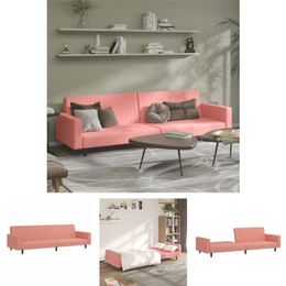 The Living Store Schlafsofa 2-Sitzer Rosa Samt - Sofas