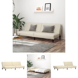 The Living Store Schlafsofa 2-Sitzer Creme Samt - Sofas