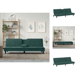 vidaXL Sofas - Living Schlafsofa mit Getränkehaltern Dunkelgrün Samt