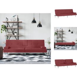 vidaXL Sofas - Living Schlafsofa mit Getränkehaltern Rot Kunstleder