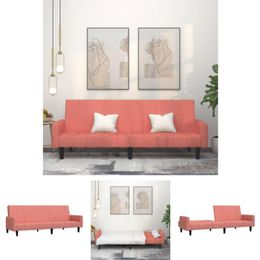 The Living Store Schlafsofa 2-Sitzer Rosa Samt - Sofas