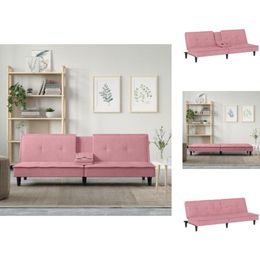 vidaXL Sofas - Living Schlafsofa mit Getränkehaltern Rosa Samt