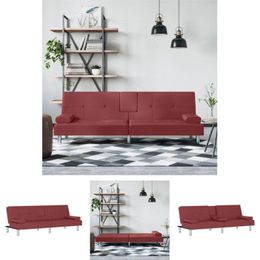 The Living Store Schlafsofa mit Getränkehaltern Rot Kunstleder - Sofas