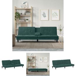 The Living Store Schlafsofa mit Getränkehaltern Dunkelgrün Samt - Sofas