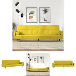 The Living Store Schlafsofa mit Kissen Gelb Samt - Sofas