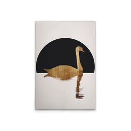 A.S. Création Leinwandbild A.S. CRÉATION "The Swan 1 - Wandbild Creme Schwarz Gold Keilrahmen Schwan", braun, T:2cm, Canvas, Bilder, Canvas Schwan Leinwand Schwarz Wandkunst Schlafzimmer Gold Tiere Deko