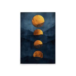 A.S. Création Leinwandbild A.S. CRÉATION "Indigo Sunset - Wandbild Blau Gold Keilrahmen Kunst modern", braun, T:2cm, Canvas, Bilder, Canvas Sonnenlandschaft Leinwand Natur Wandkunst Wohnzimmer Natürlich