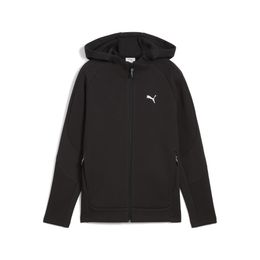 Sweatjacke Puma "EVOSTRIPE Hoodie mit durchgehendem Reißverschluss Jungen", Kinder, Gr. 128, schwarz, Obermaterial: 23% Polyester, 77% Baumwolle; Taschenfutter: 100% Baumwolle; Einsatz: 60% Baumwolle, 40% Polyester, Sweatjacken