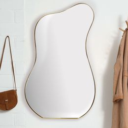 FineBuy Design Wandspiegel organische Form 100 cm moderner Spiegel asymmetrisch gold