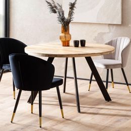 Esszimmertisch FineBuy Esstisch 120 cm Mango Holz Massiv Küchentisch Rund Modern
