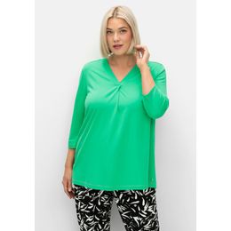 sheego 3/4-Arm-Shirt in leichter A-Linie, mit TENCEL™ Lyocell, grasgrün, Gr.56/58