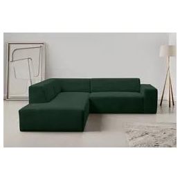 Ecksofa WERK2 "Zeus-M", grün (moosgrün), B:251cm H:70cm T:262cm, 90% Polyester, 10% Nylon, Sofas, Curvy Trend Garnitur mit urbaner Optik