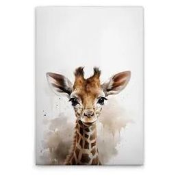 A.S. Création Leinwandbild A.S. CRÉATION "Baby Giraffe - Wandbild Weiß Braun Beige Keilrahmen Kunst", braun, T:2cm, Canvas, Bilder, Canvas Baby Leinwand Giraffe Wandkunst Schlafzimmer Kinderzimmer Deko