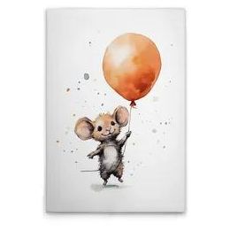 A.S. Création Leinwandbild A.S. CRÉATION "Cute Mouse Orange - Wandbild Weiß Braun Keilrahmen Kunst", braun, T:2cm, Canvas, Bilder, Canvas Niedliche Leinwand Maus Deko Wohnzimmer Orange Kindermotive