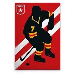 A.S. Création Leinwandbild A.S. CRÉATION "IceHockey - Wandbild Rot Gelb Schwarz Keilrahmen Kunst", braun, T:2cm, Canvas, Bilder, Canvas Retro Leinwand Ice Wandkunst Schlafzimmer Hockey Spieler Retro