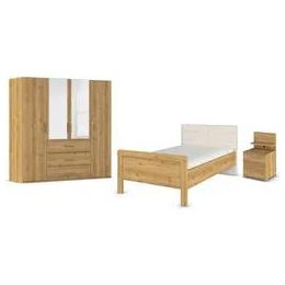 Schlafzimmer-Set Rauch "Evelyn", braun (asteiche), Bett 120x200cm + ohne Matratze, B/H: 120cm x 200cm, Holzwerkstoff, Schlafzimmermöbel-Sets, Schrank und Bett in 2 Breiten, Nachttisch mit Paneel MADE IN GERMANY