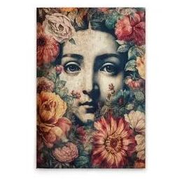 A.S. Création Leinwandbild A.S. CRÉATION "Blooming Mona Lisa - Wandbild Bunt Blau Keilrahmen Kunst", braun, T:2cm, Canvas, Bilder, Canvas Mona Leinwand Lisa Wandkunst Schlafzimmer Personen Floral Deko