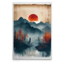 A.S. Création Leinwandbild A.S. CRÉATION "Indian Summer Sunset - Wandbild Orange Blau Keilrahmen Kunst", braun, T:2cm, Canvas, Bilder, Canvas Landschaft Leinwand Landschaften Wandkunst Wohnzimmer Natürlich