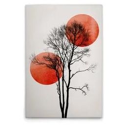 A.S. Création Leinwandbild A.S. CRÉATION "Sun & Moon - Wandbild Creme Schwarz Rot Keilrahmen Kunst", braun, T:2cm, Canvas, Bilder, Canvas Baum Leinwand Schwarz Deko Wohnzimmer Weiß Rot Landschaften