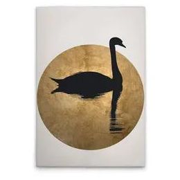 A.S. Création Leinwandbild A.S. CRÉATION "The Swan 2 - Wandbild Creme Schwarz Gold Keilrahmen Schwan", braun, T:2cm, Canvas, Bilder, Canvas Schwan Leinwand Schwarz Wandkunst Schlafzimmer Gold Tiere Deko