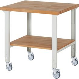 eurokraft pro Fahrbare Werkbank Serie 7000, 4 Lenkrollen, Ablageboden, Platten-BxT 1000 x 900 mm