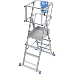 Krause Teleskop-Plattformleiter, höhenverstellbar durch ClickMatic-System, mit umlaufendem Geländer, 3 - 5 Sprossen