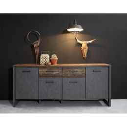 Home Affaire Sideboard »Bristol« Wohnzimmerschrank im Industrial Style mit 8 Fächern und 2 Schubladen Old Woodfarben - Anthrazit Matera