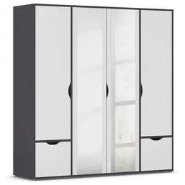 Drehtürenschrank Rauch "Kleiderschrank Schrank Garderobe Wäscheschrank NARAI mit Schubladen", grau (graumetallic, alpinweiß), B:187cm H:194cm T:53cm, Holzwerkstoff, Schränke, Griffausfräsungen für eine grifflose Optik TOPSELLER MADE IN GERMANY