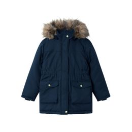 Parka name it "NKFMASTER PARKA JACKET PB", Mädchen, Gr. 128, blau (schwarz sapphire), Web, Obermaterial: 100% Polyester, unifarben, casual, Langarm, Jacken