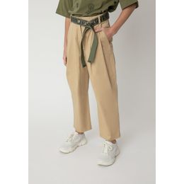 Stoffhose Gulliver, Mädchen, Gr. 140, EURO-Größen, beige, 97% Baumwolle, 3% Elasthan, unifarben, casual, Hosen, mit modischem Kontrast-Gürtel