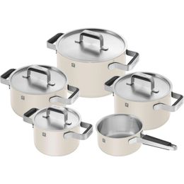 Topf-Set Zwilling "Pure", weiß (elfenbeinfarben, 5tlg. set), Töpfe, Stay-Cool-Griffe, 3-lagige Bodentechnologie