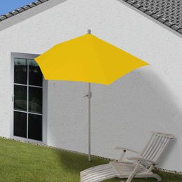 MCW Sonnenschirm halbrund Lorca, Halbschirm Balkonschirm, UV 50+ Polyester/Alu 3kg ~ 270cm gelb ohne St&auml;nder