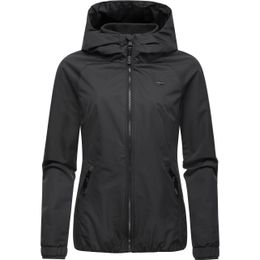 Outdoorjacke Ragwear "Dizzie Tech", Damen, Gr. M (38), schwarz, Obermaterial: 100% Polyester, Innenfutter: 100% Polyester, casual, gerade hüftbedeckend, hoch geschlossener Ausschnitt, Langarm Ärmel ohne Ärmelschlitz Rippstrickbündchen mit Gummizug, Jacken, Wasserdichte Damen Übergangsjacke mit großer Kapuze