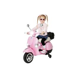 Actionbikes Motors Kinder-Elektroroller Vespa, lizenziert, EVA-Reifen, LED-Scheinwerfer, Koffer, Soundmodul, St&uuml;tzr&auml;der (Pink)