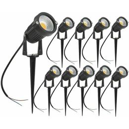 Set mit 10 COB-LED-Strahlern, 5 W, 220 V, verstellbare Gartenstrahler mit Erdspieß, Außenbeleuchtung, Garten, Terrasse