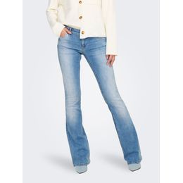 Bootcut-Jeans Only "ONLBLUSH LW FLARED DNM REA155 NOOS", Damen, Gr. L (40), Länge 30, blau (light medium blau denim), Denim/Jeans, Obermaterial: 92% Baumwolle, 6% Elastomultiester, 2% Elasthan, unifarben, modisch, Jeans