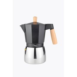 MILU Aluminium Induktion Espressokocher-Set (5-tlg.) schwarz 3 Tassen