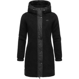 Outdoorjacke Ragwear "Cousy", Damen, Gr. XXXL (46), schwarz, Obermaterial: 100% Polyester, Innenfutter: 100% Polyester, modisch, figurumspielend ca. Mitte Oberschenkel, hoch geschlossener Ausschnitt, Langarm Ärmel ohne Ärmelschlitz normaler Saum mit innenliegendem Gummizug, Jacken, flauschige Übergangsjacke mit Teddyfell und Kapuze