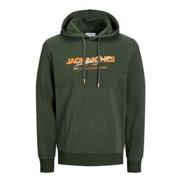 Jack & Jones JACK & JONES Sweatshirt 'JJAlvis' Herren Gr&ouml;&szlig;e XL dunkelgr&uuml;n / dunkelorange / wei&szlig;