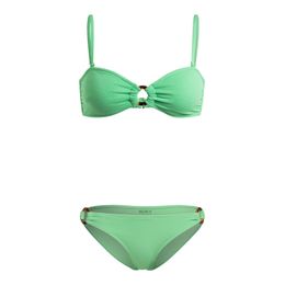 Bandeau-Bikini Roxy "Color Jam", Damen, Gr. M, Cup B, grün (absinthe grün), [Hauptstoff] 93% Recyceltes Nylon, 7% Elastan, Bikini-Sets