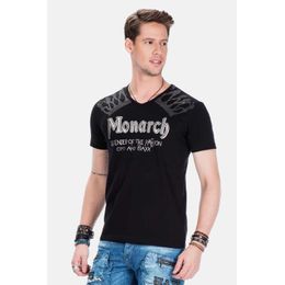 Cipo & Baxx CIPO & BAXX Damen T-Shirt "Herren T-Shirt mit Foil-Print", schwarz, Gr. S, bedruckt, 95% Baumwolle;5% Elasthan, Shirts, mit Foil-Print, CT-377