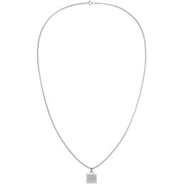 Tommy Hilfiger Herren Kette mit Anhänger "TH ICONIC SQUARE PENDANT, 2790543, 2790544", Edelstahl, L: 61, silber, Edelstahl, Halsketten, mit Emaille