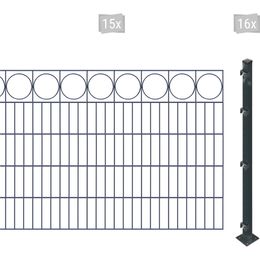 Arvotec Doppelstabmattenzaun "ESSENTIAL 100 zum Aufschrauben "Ring" mit Zierleiste", H/L: 100cm x 30m, Pfosten: 16 Stk., grau, Zaunelemente, Zaunhöhe