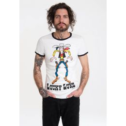 logoshirt Damen T-Shirt "Lucky Luke", bunt, Gr. S, bedruckt, 100% Baumwolle, Shirts, mit farblich abgesetzten B&uuml;ndchen