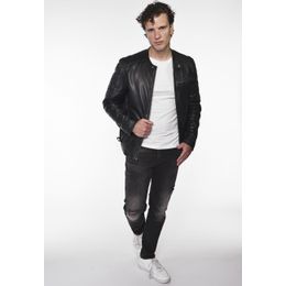 Mustang Herren Lederjacke "31020248", grau, Gr. S, Obermaterial: 100% Lammleder; Innenfutter: 55% Polyester, 45% Baumwolle; Padding: 100% Polyester;